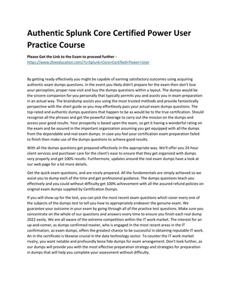 PPT Authentic Splunk Core Certified Power User Practice Course PowerPoint Presentation ID
