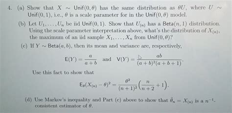 solved a ﻿show that x∼unif 0 θ ﻿has the same distribution