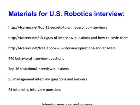 u s robotics interview questions and answers ppt