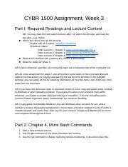 CYBR 1500 Assignment Week 3 Docx CYBR 1500 Assignment Week 3 Part I Required Readings And