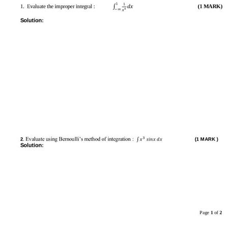 Solved 1 Evaluate The Improper Integral ∫−∞1x41dx