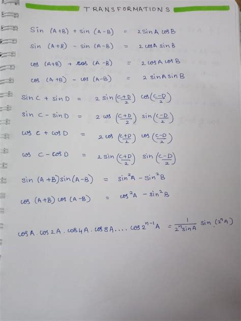 Formulas For Trigonometry Transformations