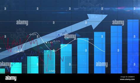 image of statistical data processing against blue background stock