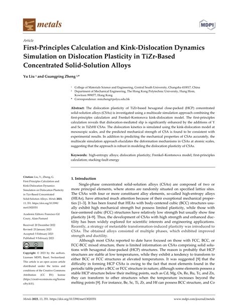 Pdf First Principles Calculation And Kink Dislocation Dynamics