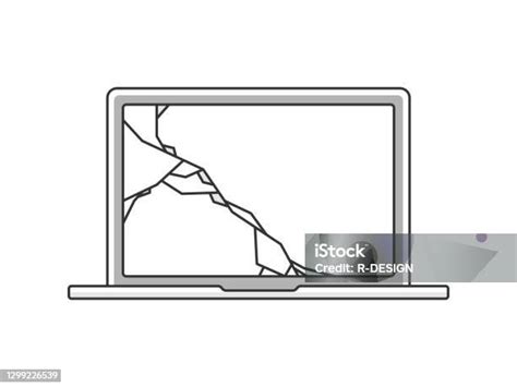 Lcd 화면이 깨진 노트북 노트북에 대한 스톡 벡터 아트 및 기타 이미지 노트북 장치 화면 깨짐 Istock
