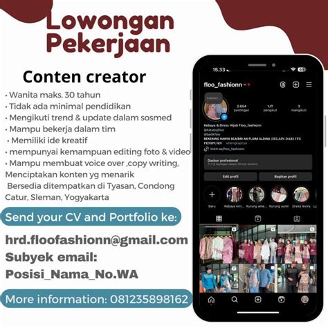 Lowongan Kerja Content Creator Di Floo Fashion Lokerjogjaid