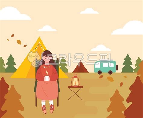 캠프 텐트 캠핑일러스트 야영지 램프 사진이미지일러스트캘리그라피 Woocat작가