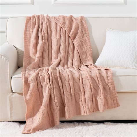 Battilo Home Soft Knitted Dual Cable Throw Cable Knit Throw Blankets