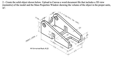 Solved 2 Create The Solid Object Shown Below Upload To