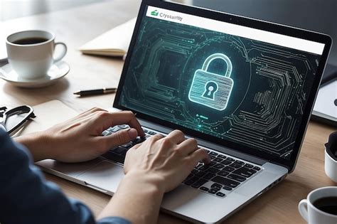 Person Typing On Laptop With Secure Lock Icon On Screen Premium Ai Generated Image