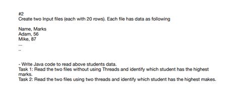 solved 2 create two input files each with 20 rows each