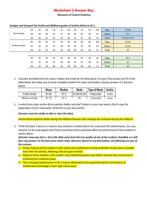 Worksheet 2 Final Term Answer Key Pdf Mean Median