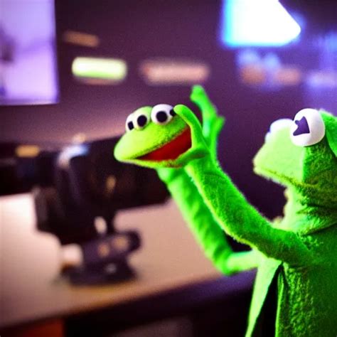 Grainy 35mm photograph of surprised kermit the frog | Stable Diffusion ...
