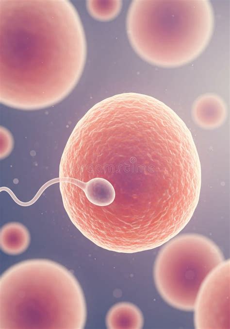 Human Egg Cell Fertilization By Sperm Microscopic View Of Conception