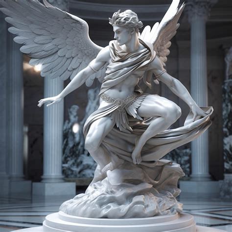 Premium Ai Image A Statue Of A Winged Angel With Wings On Its Head