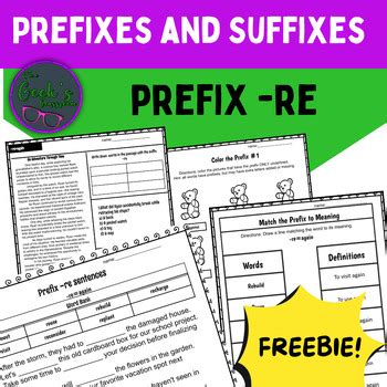 Prefix RE Prefix And Suffix Bundle SAMPLE FREEBIE By The Geek S Classroom