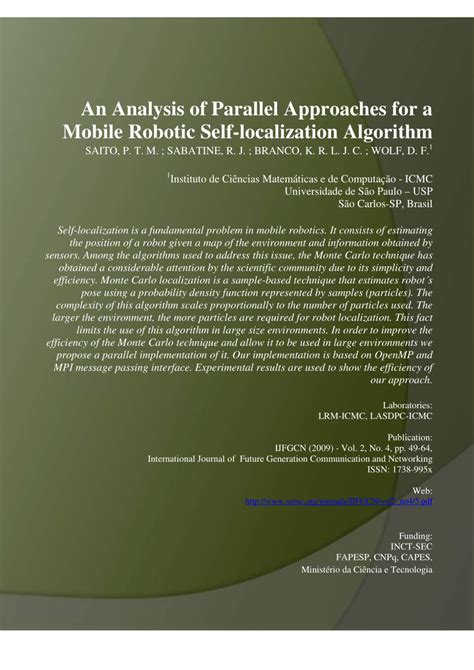 pdf an analysis of parallel approaches for a mobile robotic self
