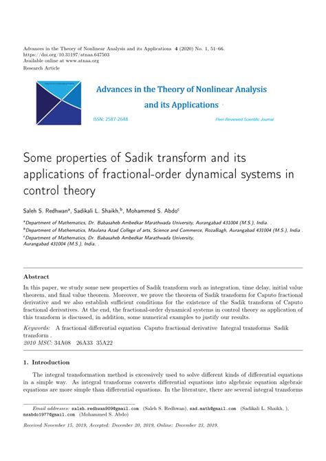 Pdf Some Properties Of Sadik Transform And Its Applications Of Fractional Order Dynamical