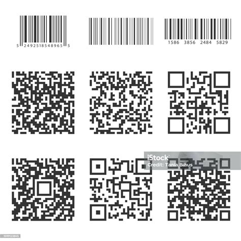 디지털 식별을 위한 바코드 및 Qr 코드 세트입니다 벡터 그림 Qr코드에 대한 스톡 벡터 아트 및 기타 이미지 Qr코드 개체 그룹 구매 Istock