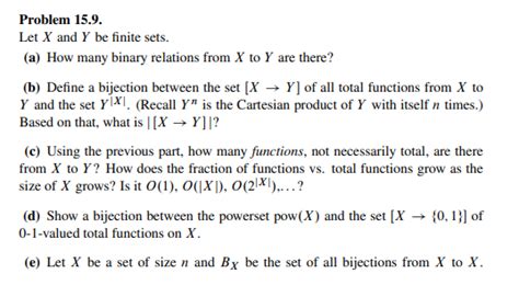 solved problem 15 9 let x and y be finite sets a how