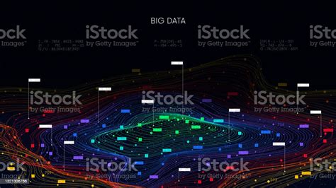 Futuristic Big Data Digital Cloud Visualization Information Sorting And Storage Technology Color