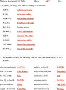 Polyatomic Ions Worksheets Answer Key Compoundworksheets Com