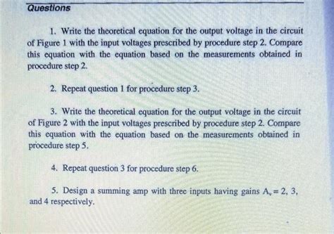 Solved Write The Theoretical Equation For The Output Chegg