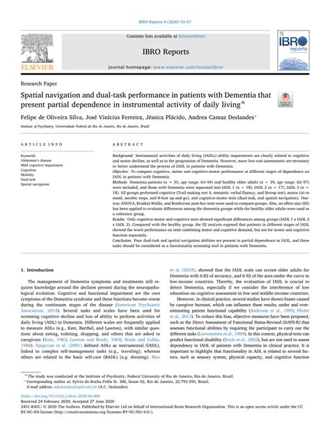 Pdf Spatial Navigation And Dual Task Performance In Patients With