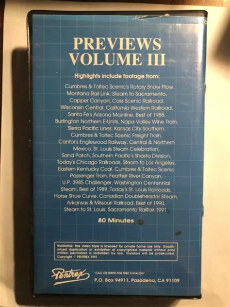 Pentrex Previews Volume Iii Vhs Railroad Video 1991 Clamshell Train £1391 Picclick Uk
