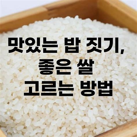 맛있는 밥 짓기 좋은 쌀 고르는 방법