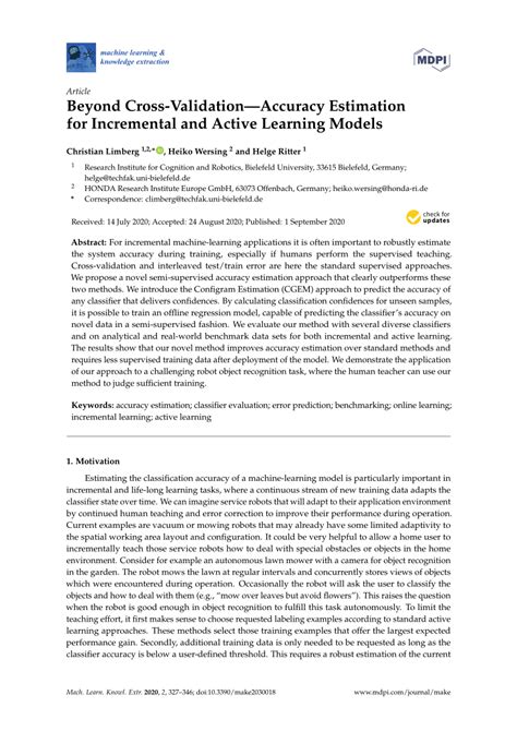 Pdf Beyond Cross Validation—accuracy Estimation For Incremental And Active Learning Models