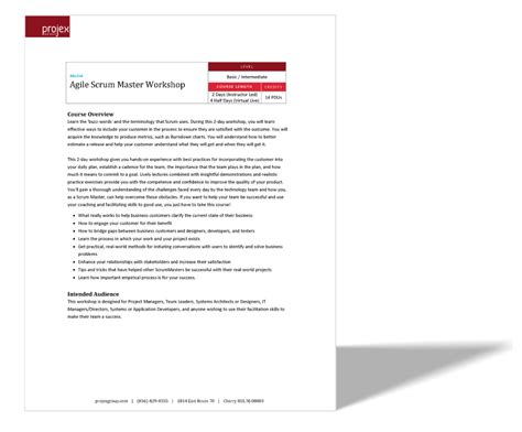 Pm Training Agile Scrum Master Workshop — Projex Group