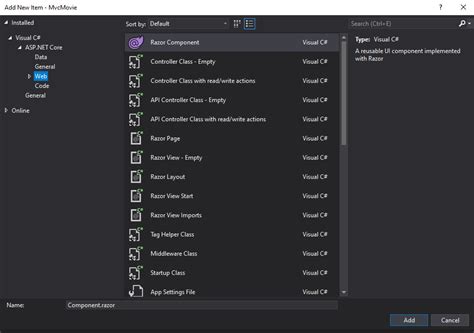 Aspnet Core Add New Items At The Controllers Folder Microsoft Qanda