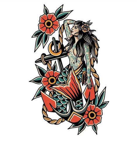 Pin By Янис On Олдскулл Mermaid Tattoo Designs Traditional Sailor