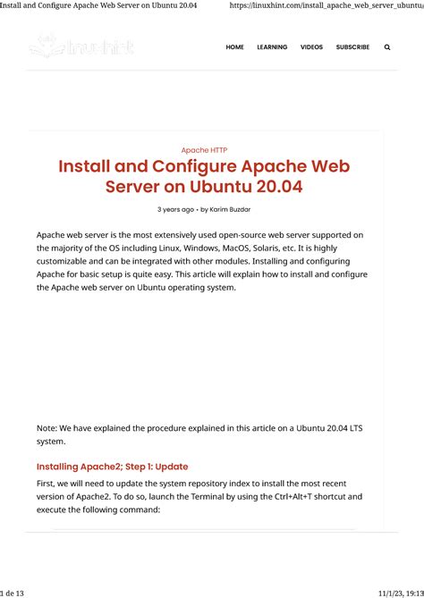 Install And Configure Apache Web Server On Ubuntu 20 3 Years Ago By