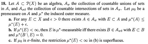 Premeasure And Induced Outer Measure Exercise Mathematics Stack Exchange