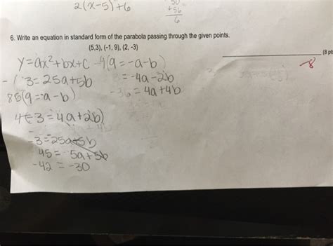 Solved Write An Equation In Standard Form Of The Parabola Chegg Com