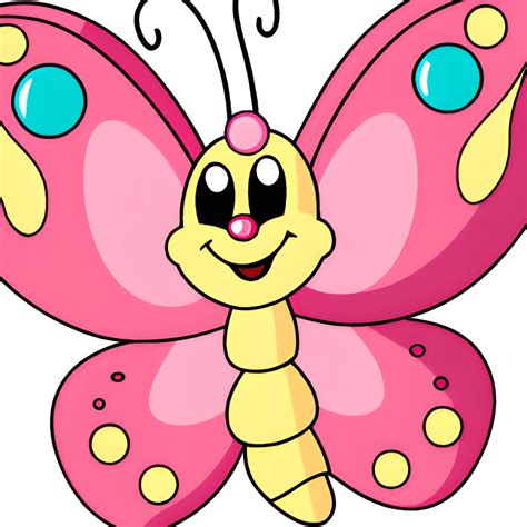 Funny Butterfly Cute Girly Bug Color Drawing Vector Image Creative Fabrica