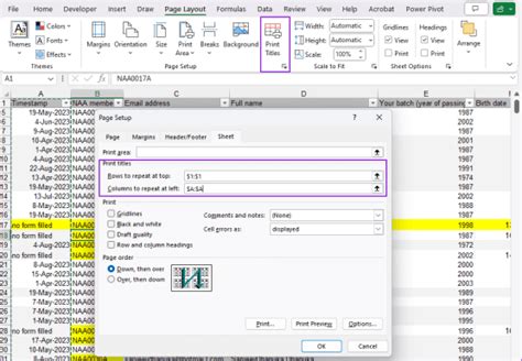 how to print first row or column on every excel page guiding tech