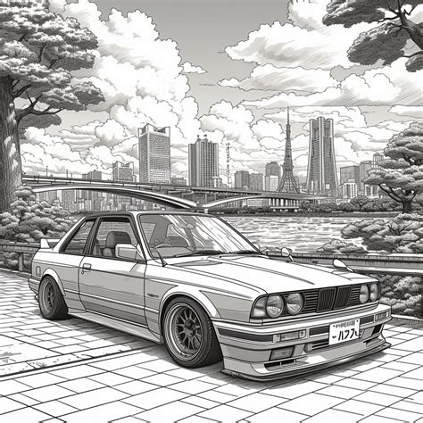 Coloring Pages Car Culture Adult Downloadable Etsy