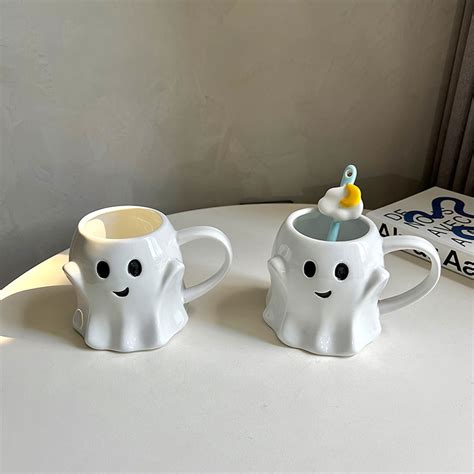 히마일 히마일 홈카페 귀여운 고스트 유령 할로인 화이트 세라믹 도자기 머그 집들이 선물 자취방 친구 선물 위시버킷