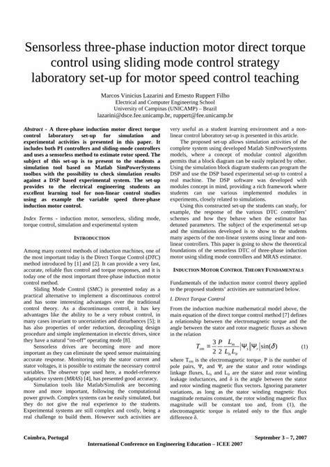 Pdf Sensorless Three Phase Induction Motor Direct Torque · Pdf