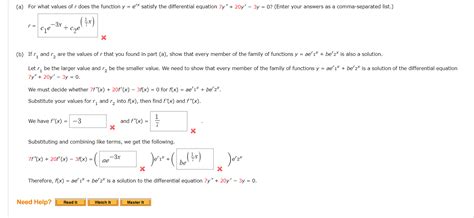 solved a for what values of r does the function y erx