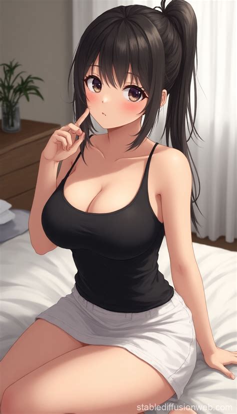 D Anime Woman In Bed Stable Diffusion Online