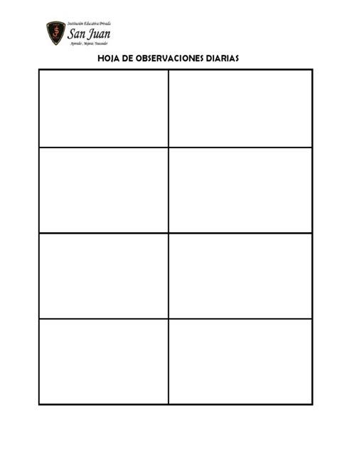 Hoja De Observaciones Diarias Pdf
