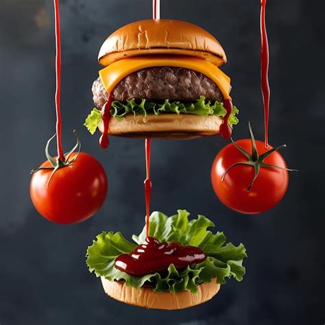 Luscious Juicy Hamburger Generated By Ai Premium Ai Generated Image
