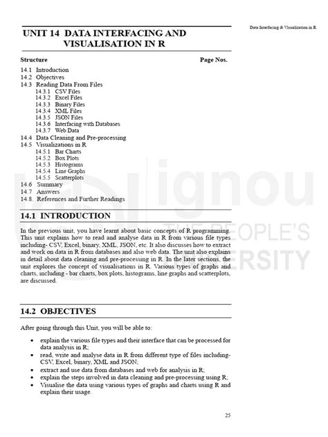 Unit 14 Data Interfacing And Visualisation In R Pdf
