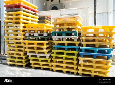 Stackable Plastic Pallets Heap Or Stack Outdoors Concept Industrial Objects Stock Photo Alamy