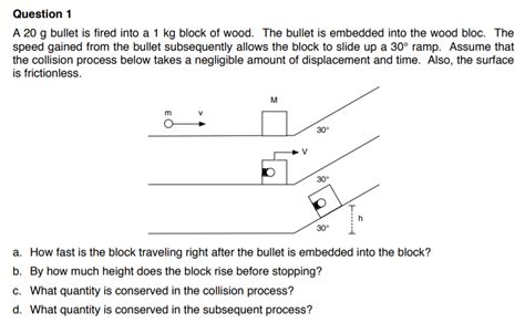Solved Question A G Bullet Is Fired Into A Kg Block Chegg