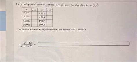 solved use scratch paper to complete the table below and
